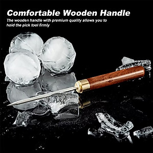 Ice Pick with Cover - 2 Pack Stainless Steel Ice Picks for Breaking Ice, Non-slip Wooden Handle Ice Pick Tool Easy to Grip, Ice Picks for Kitchen