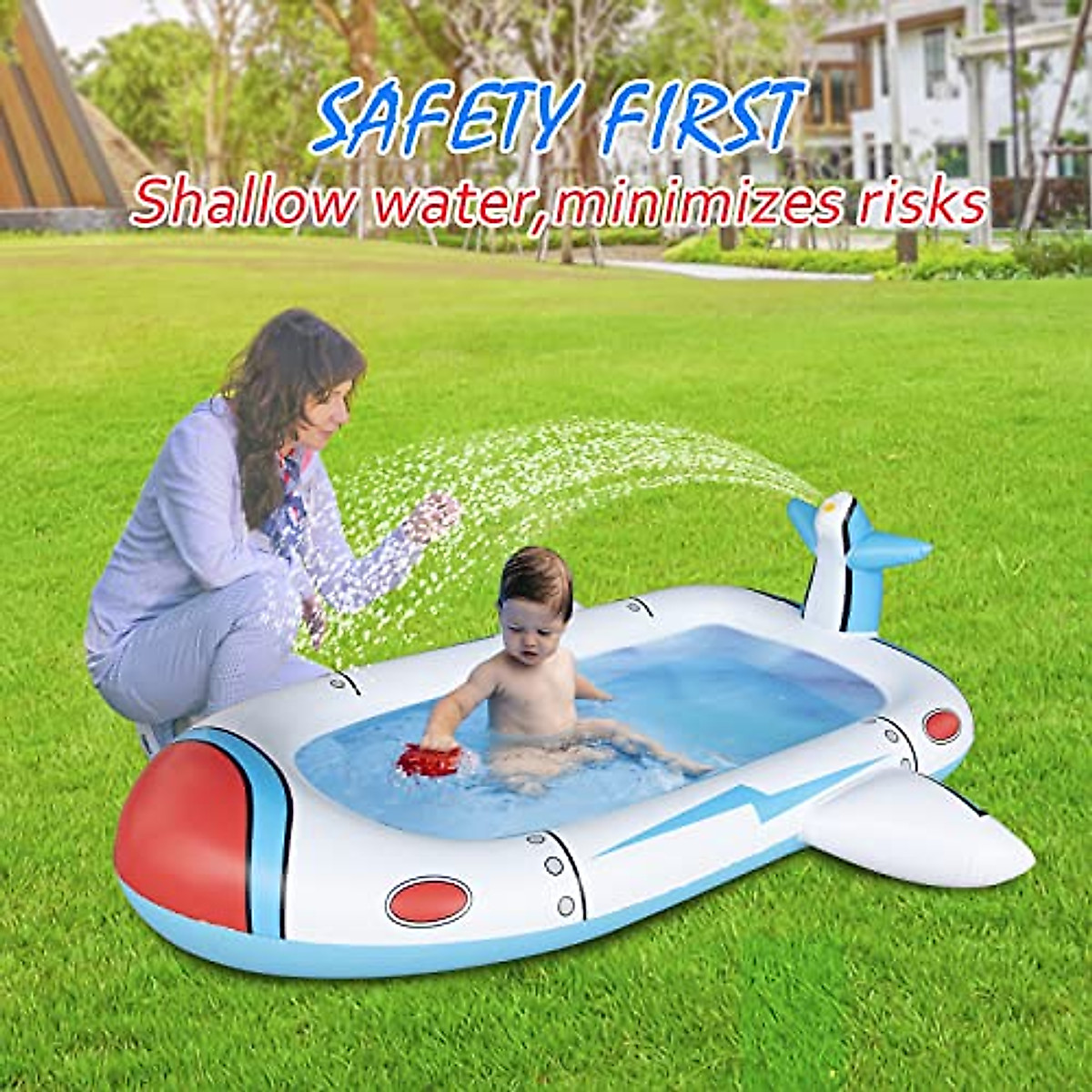Josen Sprinkler for Kids Outdoor Water Toys,Baby Splash Pad,Inflatable Kiddie Pool for Toddlers,Includeding 4 Rubber Ducks Bath Toys, Birthday Gifts for Boys and Girls - Spacecraft