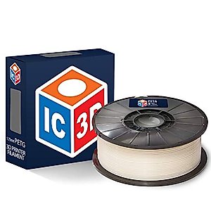 IC3D White 1.75mm PETG 3D Printer Filament - 1kg Spool - Dimensional Accuracy +/- 0.05mm - Professional Grade 3D Printing Filament - Made in USA