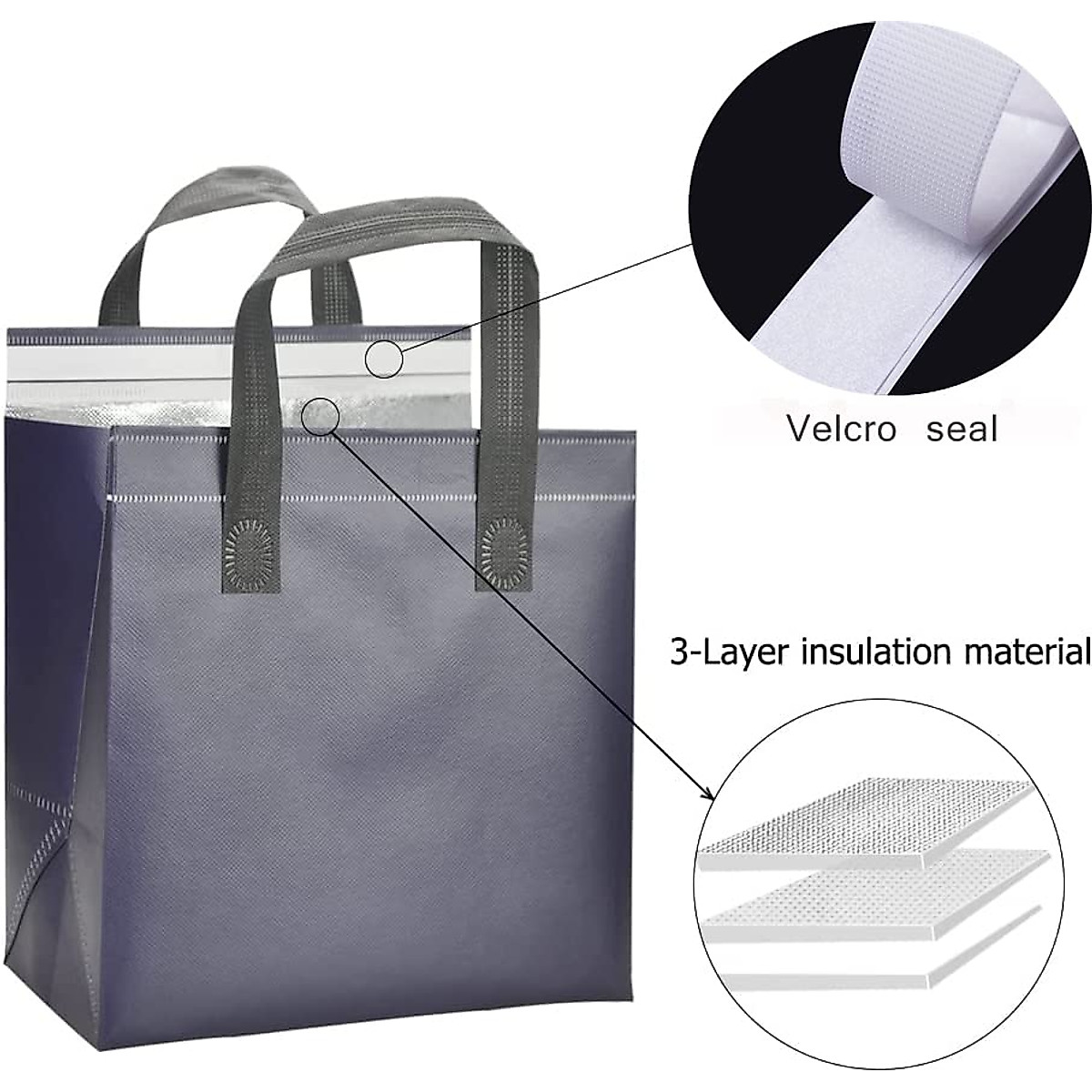 SDQCLIIF insulated take out bags,restaurant takeaways bags with sturdy Self-adhesive stickers and handles,ideal for uber eats,Cold or hot Food Delivery,Restaurant takeaways,Picnic party