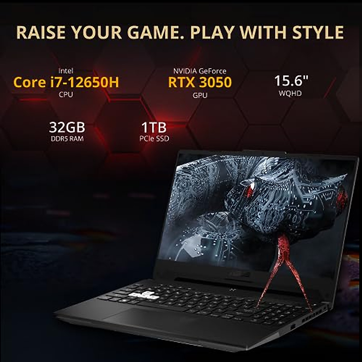 Asus 2022 TUF F15 15.6'' WQHD 144Hz Gaming Laptop, Intel 12th Core i7-12650H, NVIDIA GeForce RTX 3050 Graphics, 32GB DDR5 RAM, 1TB PCIe SSD, Backlit Keyboard, Win 11, Black, 32GB USB Card