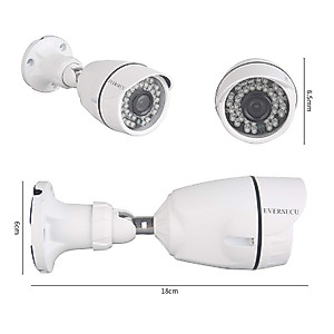 Eversecu 4 Channel Security Camera System 1080P DVR and (4) 1.0MP 720P Weatherproof Cameras Support Night Vison Weatherproof, Motion Alert, Smartphone, PC Easy Remote Access (NO HDD Included)