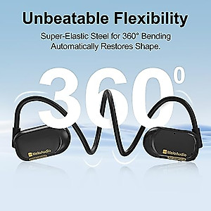 MeloAudio Open-Ear Headphones Bluetooth Earbuds, Running Headphones with Noise Cancellation Mic, Bass Up, Waterproof, Secure Fit, Super Lightweight Wireless Headphones for Gym, Workout, Sports
