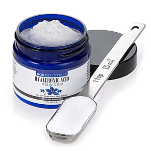 BOS ESSENTIALS Pure Hyaluronic Acid Serum Powder | 100% NATURAL | High Molecular Weight | Locks in moisture and creates full, youthful skin - Makes 50+ ounces of anti aging Hyaluronic Acid serum!