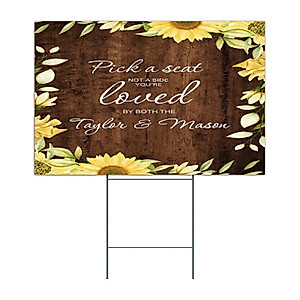 Autravelco Welcome to Our Wedding Lawn Signs with Stakes 12x18 Inch Display Date & Couple Name Customized Lawn Sign for House Rent Lawn Yard Decorations