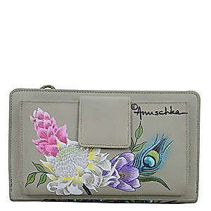 Anuschka Hand-Painted Women’s Genuine Leather RFID Blocking Organizer Wallet - Regal Peacock