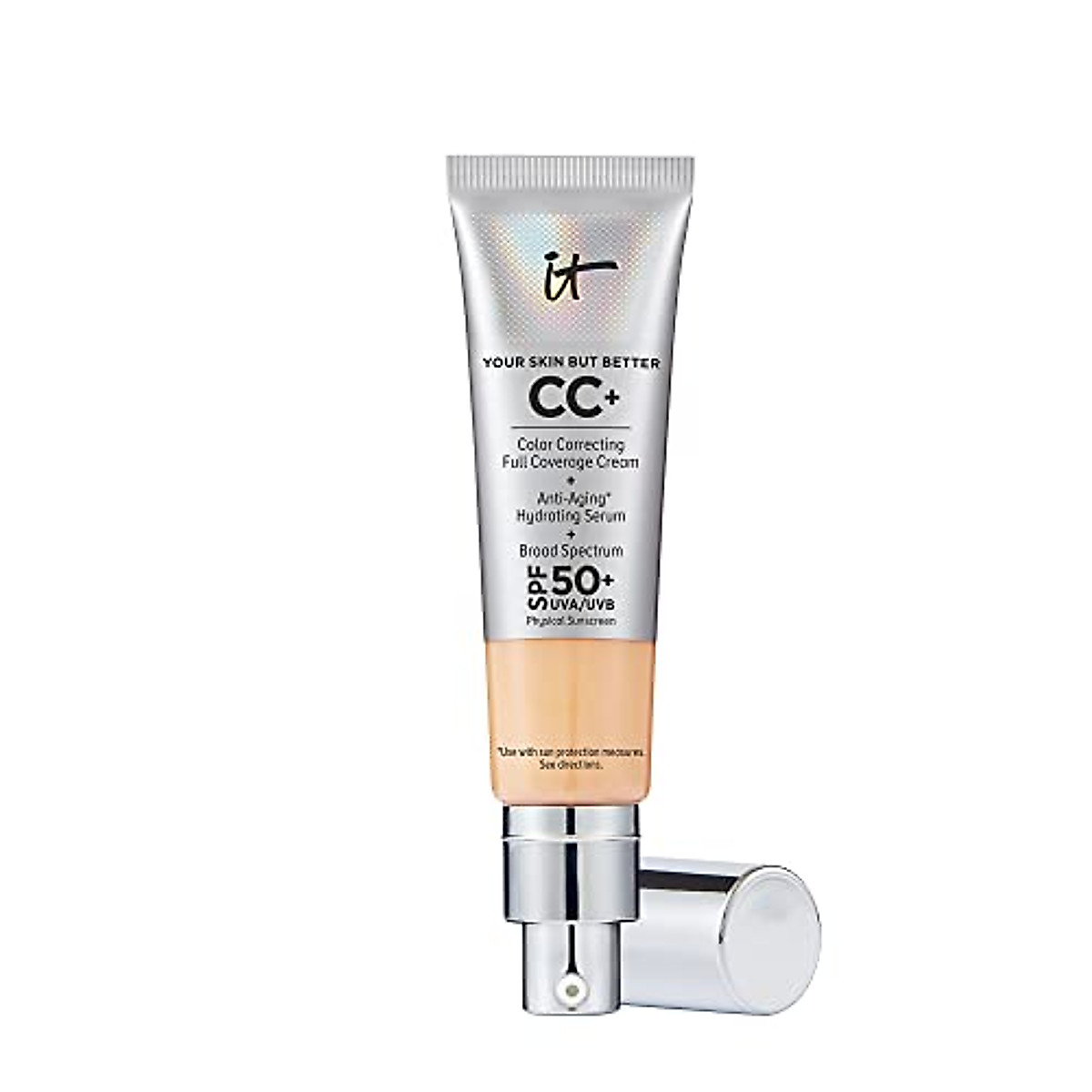 IT Cosmetics CC+ Cream, Medium (W) - Color Correcting Cream, Full-Coverage Foundation, Hydrating Serum & SPF 50+ Sunscreen - Natural Finish - 1.08 fl oz