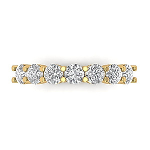 1.05 ct Round Cut Clear Simulated Diamond 14k Yellow Gold Stackable Wedding Engagement Promise anniversary Band Sz 6.5
