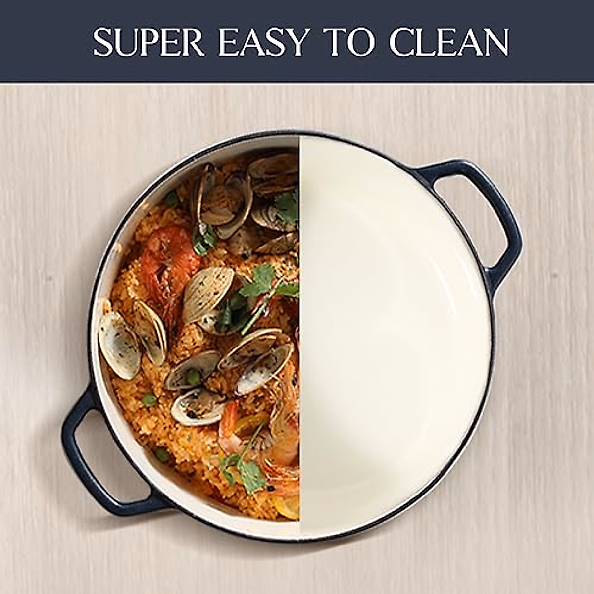 CAROTE 5.5Qt Enamel Cast Iron Dutch Oven Pot With Lid, Oven Safe Up to 500°F, with Large Handle Metal Knob, Cast Iron Pot for Sourdough Bread Stew Roast Braise, Easy Cleaning, Blue