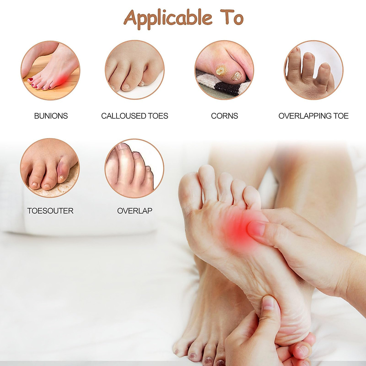 Jianlida Bunion Relief Sleeve - Toe Splint and Pinky Toe Separator for Men and Women - Toe Spacer Socks - Elastic Cushions with Silicone Pads for Comfort and Protection All-Day Wear (Size: L)