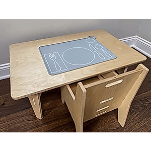 Kids Silicone Montessori Placemat for Toddlers | Children Plate Mat for Dining Table Setting | by Fire Rooster Kids (Grey, 1)