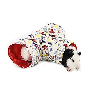 Small Animal Play Tunnel Excise Tube Hamster Toy - Collapsible Hut Bed Gift for Small Pet Chinchillas/Mice/Gerbil Rats/Chinchilla/Squirrel/Baby Guinea Pigs/Hedgehog (Beige2)