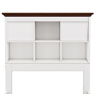 Twin Captain Bed with Trundle and Storage Drawers, Wood Platform Bed with Bookcase Headboard, White Bed Frame with Slat Support for Kids Boys Girls Teens