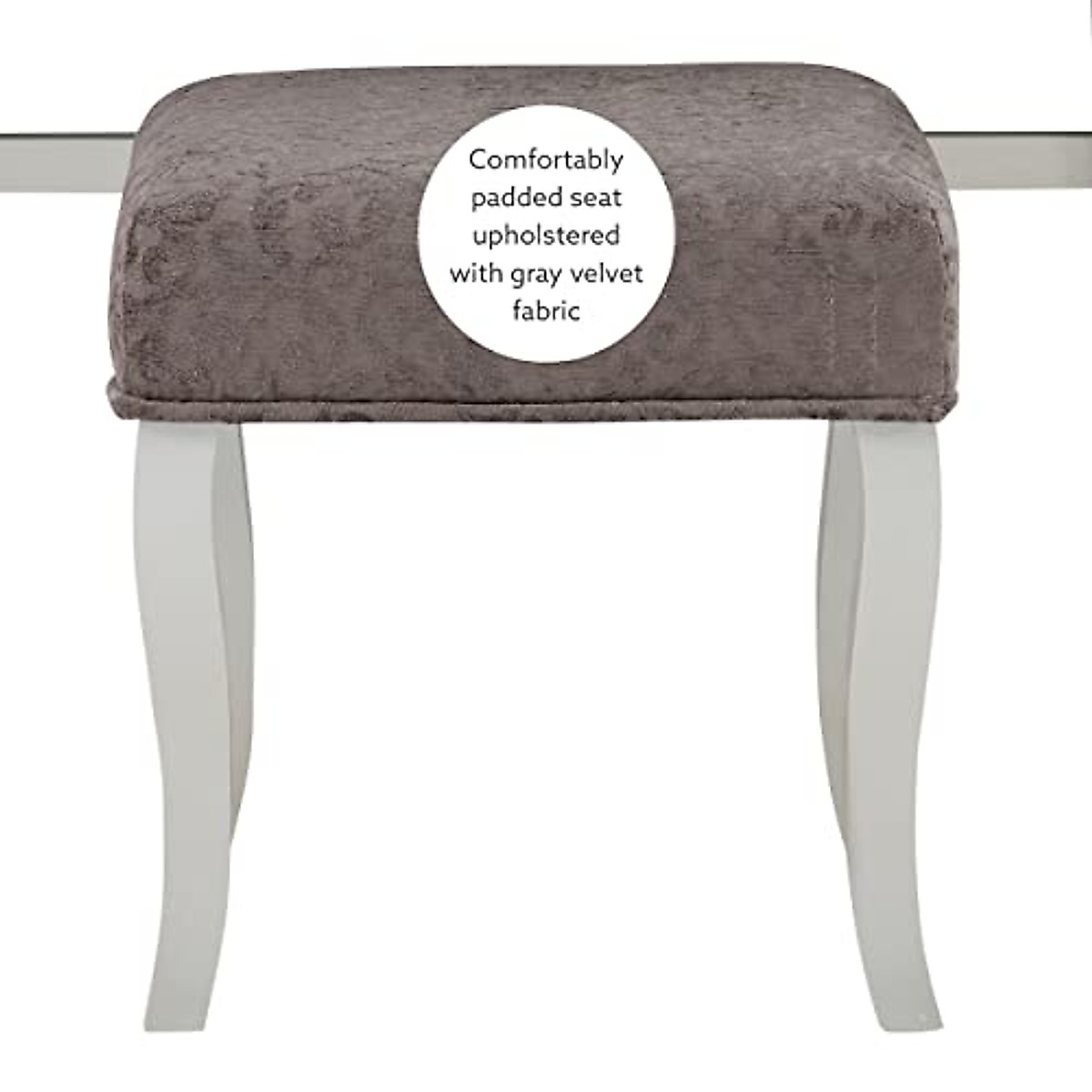 Linon Silver Harper Vanity Set, 32" W x 18" D x 46.75" H