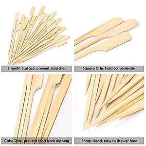 6 Inch Bamboo Skewers 100PCS Food Appetizer Toothpicks Wide Flat Paddle Bamboo Wood Picks for Cocktail, Marshmallow, Fruit, Grilling, Drink, BBQ, Barbecue, Yakitori Chicken, Fondue, Roasting