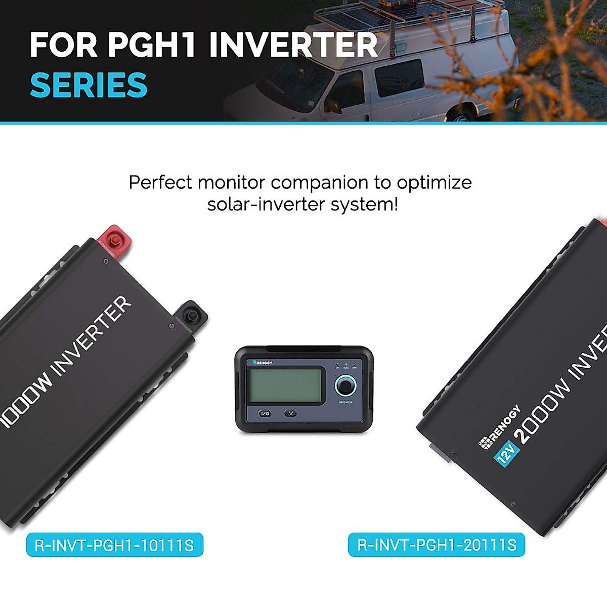 Renogy Inverter Monitor High Precision Remote Meter Smart Inverter Control Display Compatible with PGH Series
