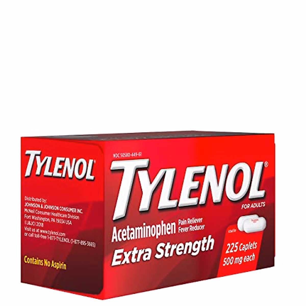 Tylenol Extra Strength Caplets with 500 mg Acetaminophen Pain Reliever Fever Reducer, 225 Count