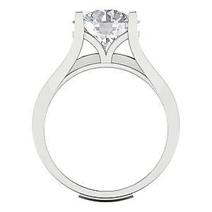 Clara Pucci 2.89ct Round Cut Solitaire Created White Sapphire Engagement Promise Anniversary Bridal Ring Band set 14k White Gold 5.5