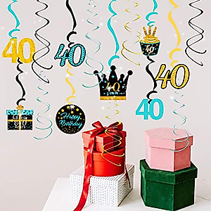 40th Birthday Decorations for Women Teal Gold 40th Birthday Hanging Swirls Hanging Swirls Decorations for Teal Gold 40 Years Old Party Supplies