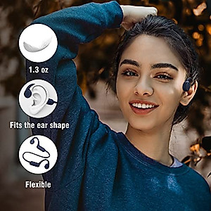 Swimming Bone Conduction Headphones Open Ear Wireless eadphones Bluetooth with Mic MP3 Player Built-in 8G Memory IPX 8 Waterproof Sport Headsets for Running Walking Bicycling Working Gym(Blue)