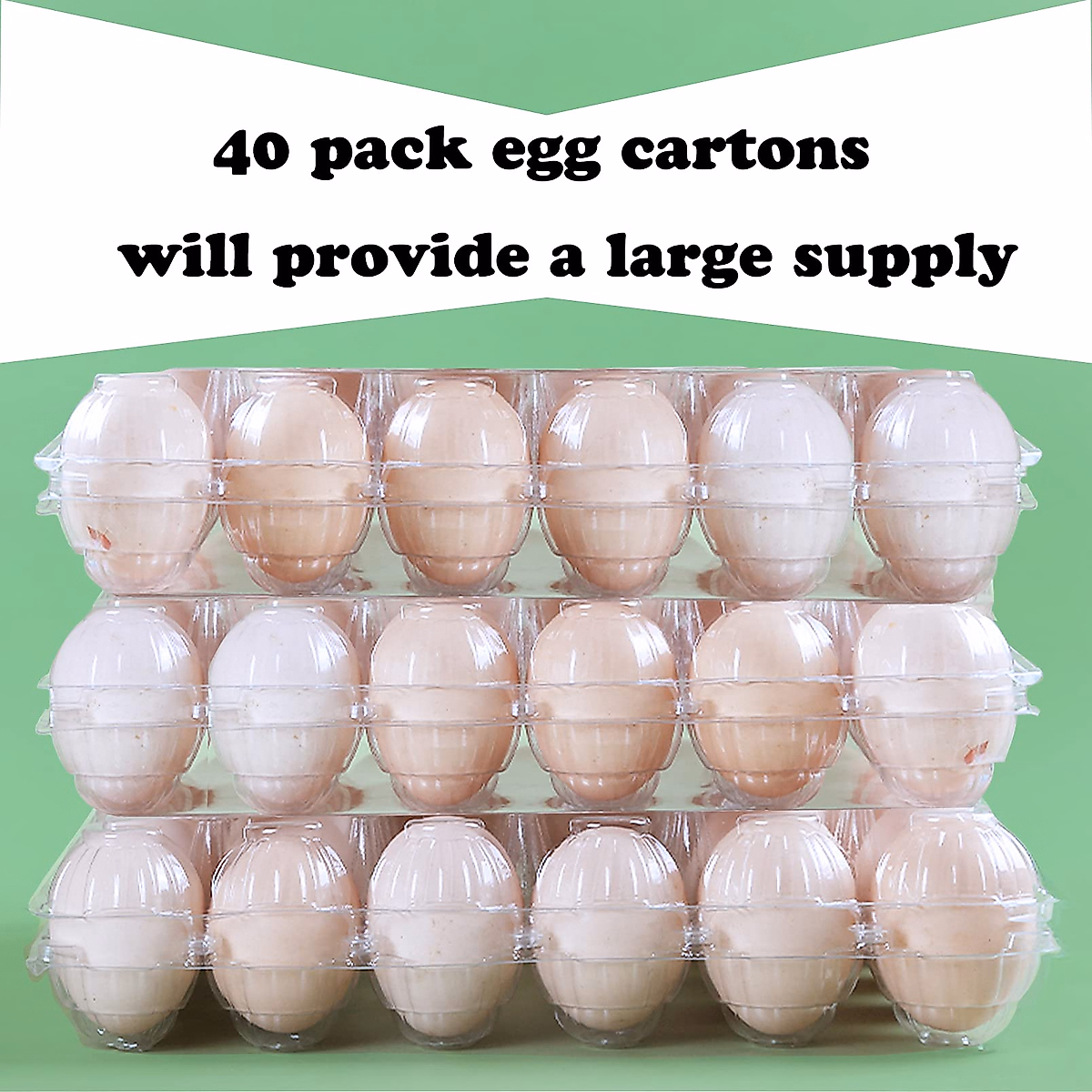 HILELIFE Plastic Egg Cartons Bulk - 40 Pack Clear Plastic Egg Carton Holds Up to 12 Eggs - 1 Dozen, Reusable Egg Carton for Family Pasture Chicken Farm, Refrigerator Storage