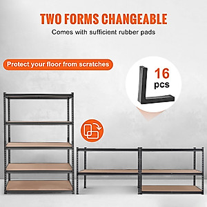 VEVOR Storage Shelving Unit, 5-Tier Adjustable, 2000 lbs Capacity, Heavy Duty Garage Shelves Metal Organizer Utility Rack, Black, 48" L x 18" W x 72" H for Kitchen Pantry Basement Bathroom Laundry