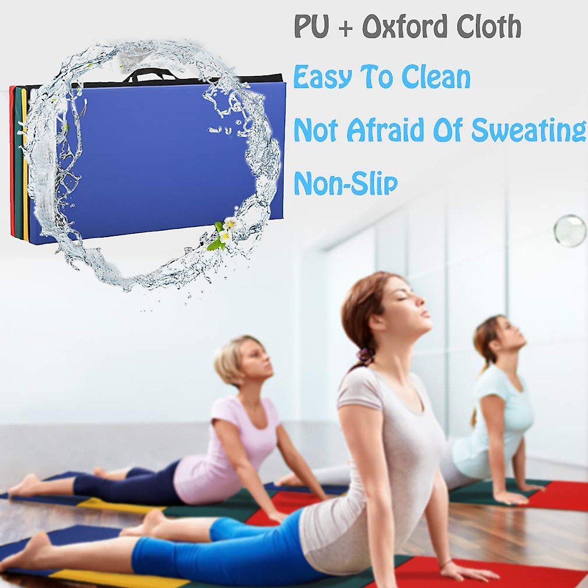 Meet Perfect Gymnastics Mat 2” Thick Folding Gym Mat Tumbling Mat Exercise Mat Fitness Large Home Gym Mat with Carrying Handles for MMA Aerobics Stretching Yoga Core Workouts Martial Arts Dancing