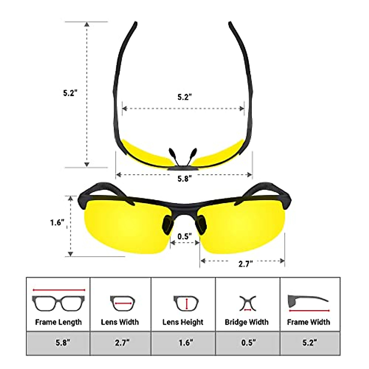 BLUPOND Yellow Glasses for Men/Women - Anti Fog Semi-Polarized Shooting Safety Glasses for Ultimate Eye Protection (black)