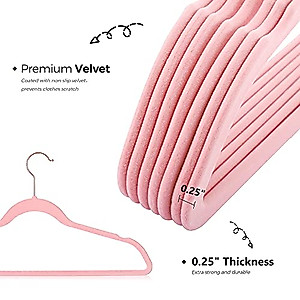 Cozymood Luxury Pink Velvet Hangers 60 Pack, Premium Clothes Hangers Non-Slip Felt Hangers, Strong Pink Hangers Heavy Duty Coat Hangers, Sturdy Suit Hangers Space Saving, No Shed, 360 Rotating Hook