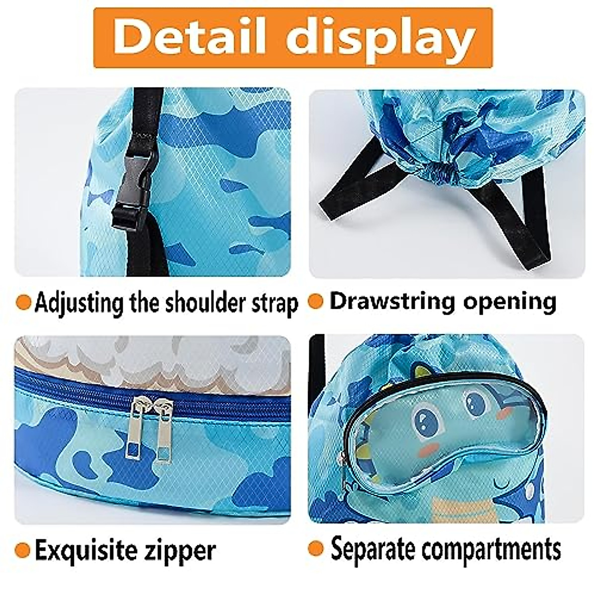 ZIXINZIYI Swim bag, Large capacity swim backpack, Cute beach bag,Dry wet separation backpack (Dinosaur)