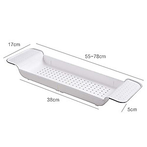 KJGHJ Extendable Bathroom Shelf Bathtub Tray Shower Caddy Bamboo Bath Tub Rack Towel Wine Book Holder Storage Organization Accessories Bathtub Caddy Tray (Color : Black)