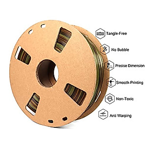 WISDREAM Forest/Jungle/Military Gradient Color Rainbow 3D PLA Printer Filament 1.75mm 1kg/2.2lbs