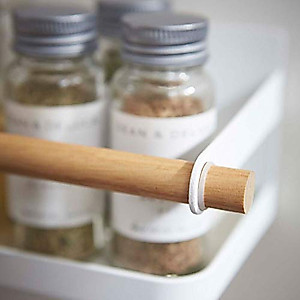YAMAZAKI Storage Caddy Home Magnetic Steel + Wood | Spice Rack, One Size, White