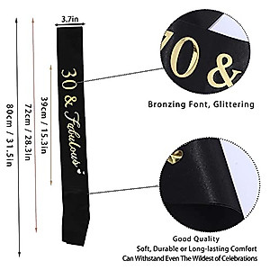 30th Birthday Crown and Birthday Sash 30th Birthday Decorations for Women 30th Birthday Tiara Headbands 30th Birthday Gift for Women (Gold)