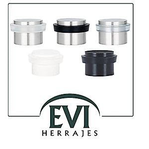 EVI | Adhesive Doorstop | 1.1'' X 0.8'' | Natural Silicone Black Rubber | Black Lacquered Stainless Steel Finish | Great Adherence | 100% Functional | Mod I-163