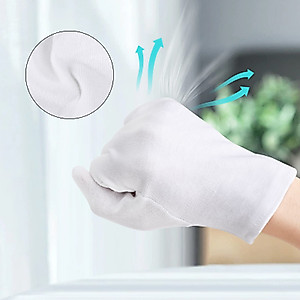 ENPOINT 5 Pairs Archival Photo Gloves, White Medium Work Gloves For Handling Art Working Photography Men & Womens Cloth Gloves Liners Bulk for Handling Jewelry, Film, Photo, Coin Metal Inspection