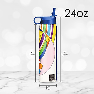 RainCaper 18/8 Stainless Steel Insulated Water Tumbler with Straw | 24oz, BPA-Free, Double Wall for Hot & Cold | Travel-Friendly, Cup Holder Ready (Frank Lloyd Wright March Balloons)