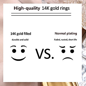 Diamday 1mm 14K Gold Filled Rings for Women High Polish Gold Engagement Rings Wedding Band Ring for Women Men Gold Stackable Band Thumb Pointer Finger Ring Comfort Size 9