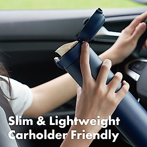 WOKY TICERA 20oz Titanium Ceramic Ultralight Push Button Commuter Bottles - Stainless Steel Vacuum Insulated Tumbler - Everyday Use (Blue)