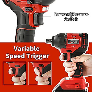 MANUSAGE Cordless Impact Wrench - 20V Max Torque 260 Ft-lbs (350N.m), Brushless Power, 2.0Ah Li-ion Battery & Fast Charger, 5 Sockets Included