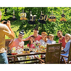 50th Birthday Decorations Men 9PCS Honeycomb Centerpieces for Tables Decorations Black Gold Toppers Cheers to 50 Years Birthday Party SuppliesTable Sign Decor Men and Women