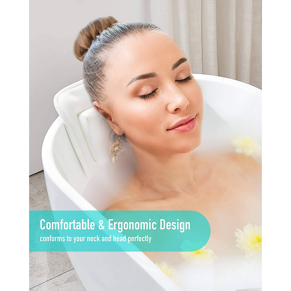 Bath Pillow,Bath Pillows for Tub Neck and Back Support, Bathtub Pillows for Head and Neck, Bathtub Pillow, Bath Accessories for Tub Women, Hot Tub Accessories for Adults, Tub Pillow