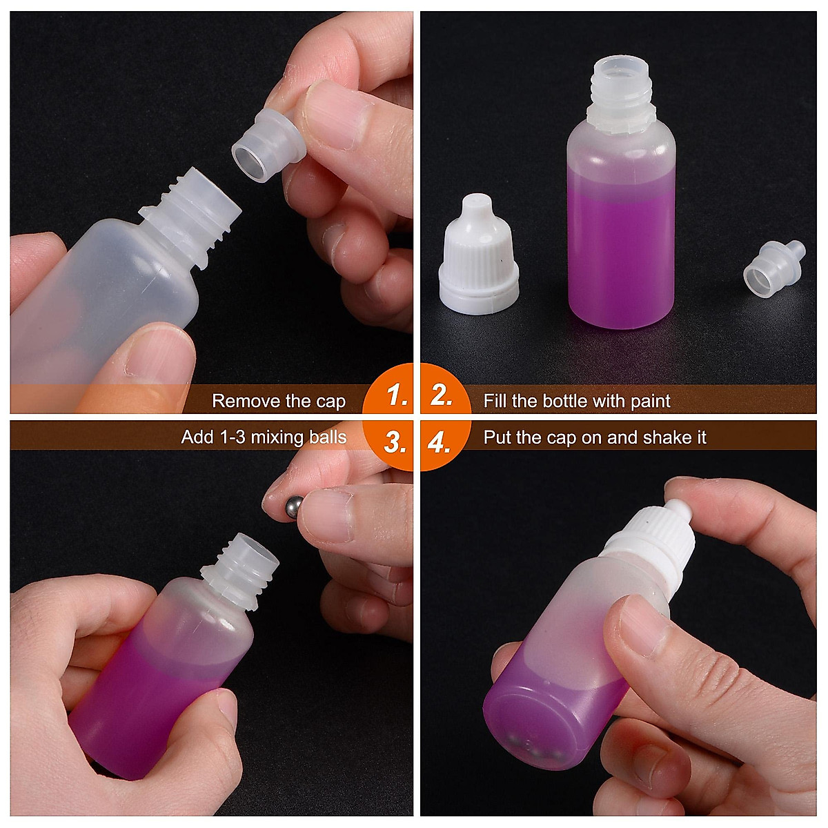 uxcell 300pcs 5.5mm 304 Stainless Steel Balls with 30pcs 15ml PE Bottles for Model Paint