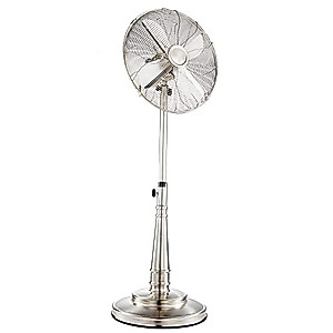 TinaMros 16'' Metal Pedestal Fan quiet, Standing Fan, High Velocity 3-Speed and Adjustable Height for Bedroom, Living Room, shop, Home, Office & College Dorm (Brushed Nickel)