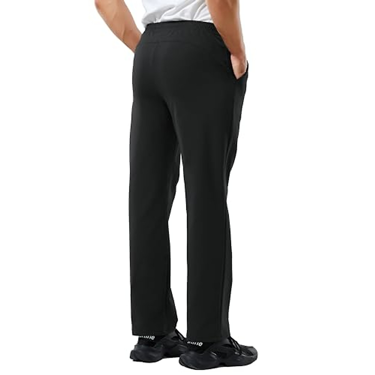 Willit Men's Fleece Lined Sweatpants Winter Thermal Athletic Pants Water Resistant Open Bottom Warm Pants Black L