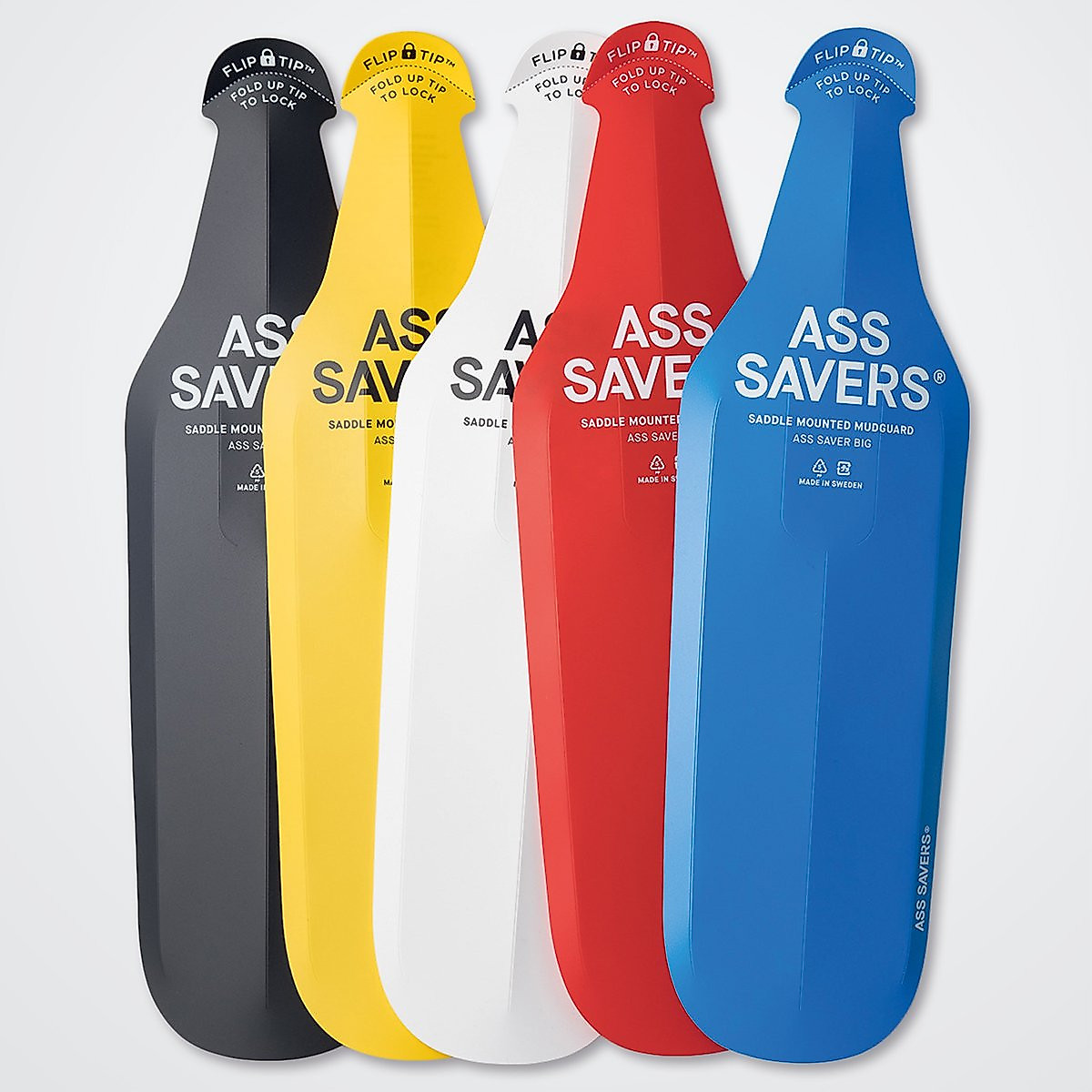 Ass Savers Big Saddle Mudguard for Wide Tires, 30-50 mm, up to 55 mm, Generation 4, Maximum Rain Protection, No Tools Mount, Patented Flip Tip, Lightweight, Stable, Self Centering, CX, Gravel, Black