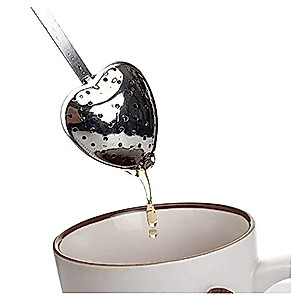 Long Grip Tea Filter, Stainless Steel Heart Shaped Tea Infuser Spoons