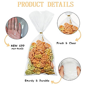 Cellophane Treat Bags, 100 Pcs 10x5 Inches Clear Cellophane Bags Candy Goodie Gift Bags with Twist Ties for Wedding Valentines Easter Gift Wrapping Packaging Dessert Bakery Cookies Chocolate Storage