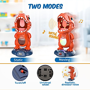 Movable Dinosaur Shooting Toys for Kids Games with 2 Air Pump Gun, Party Toys with Score Record, LED & Sound, 48 Foam Balls Electronic Target Practice Gift for Boys and Girls