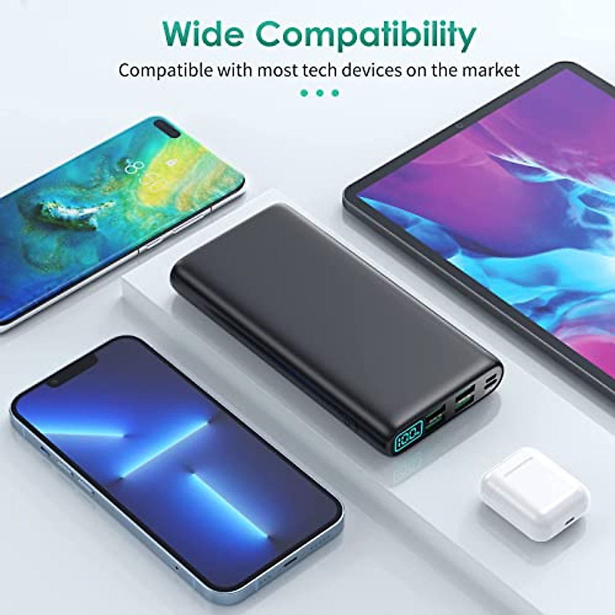 Portable Charger 38800mAh,LCD Display Power Bank,4 USB Outputs Battery Pack Backup, Dual Input USB-C Phone Charging Compatible with iPhone 13 Pro Max/13 Mini/12,Android Samsung Galaxy/Pixel/Nexus/iPad